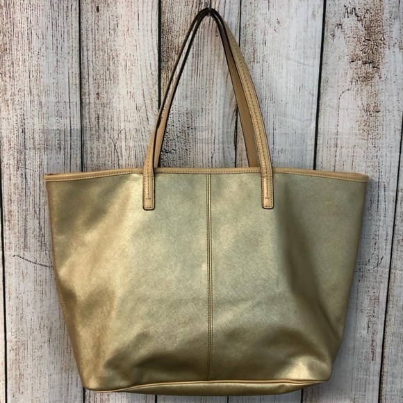 Coach | Bags | Coach Buff Trim Light Gold Leather Tote | Poshmark